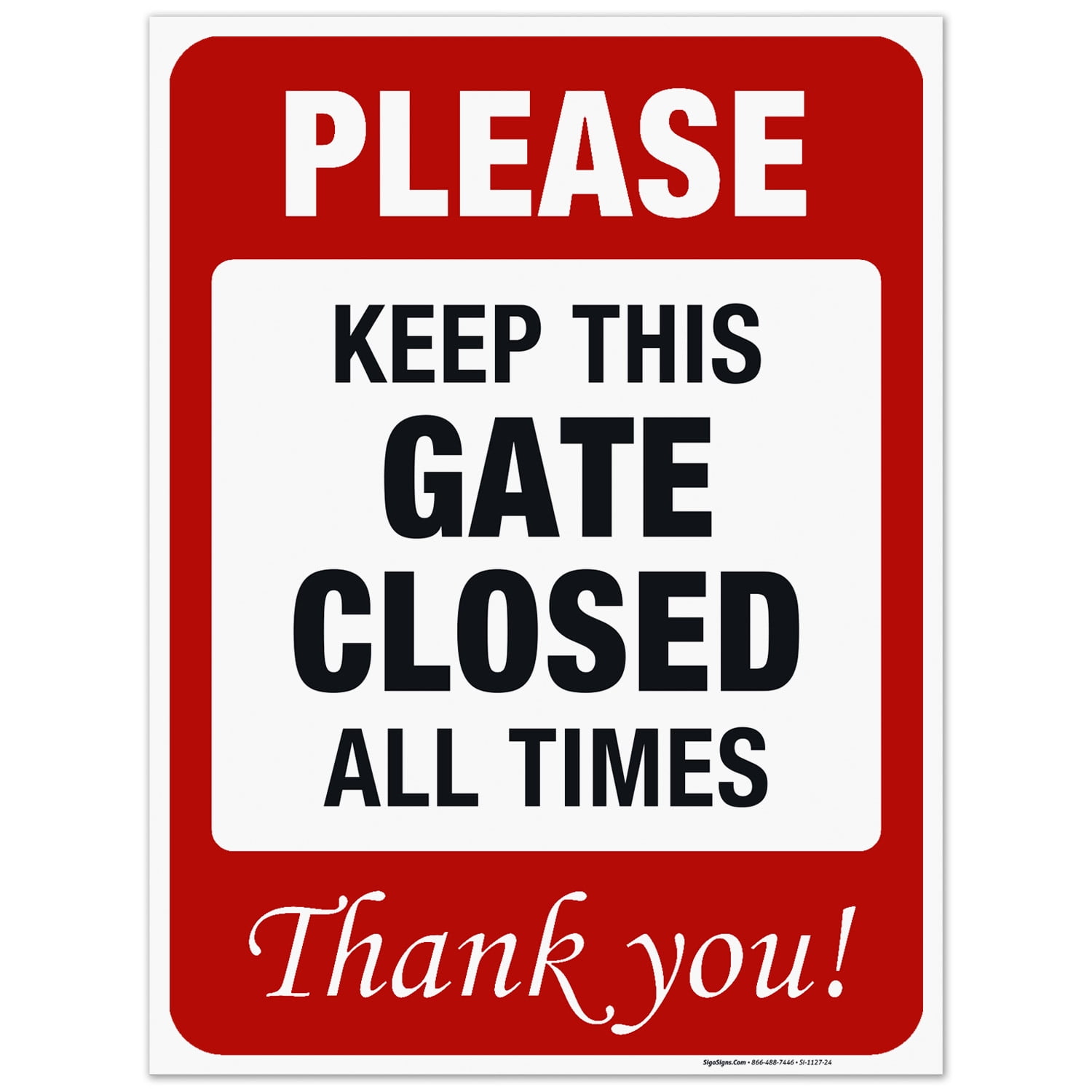 Please Keep Gate Closed Sign, 18x24 Corrugated Plastic - Walmart.com