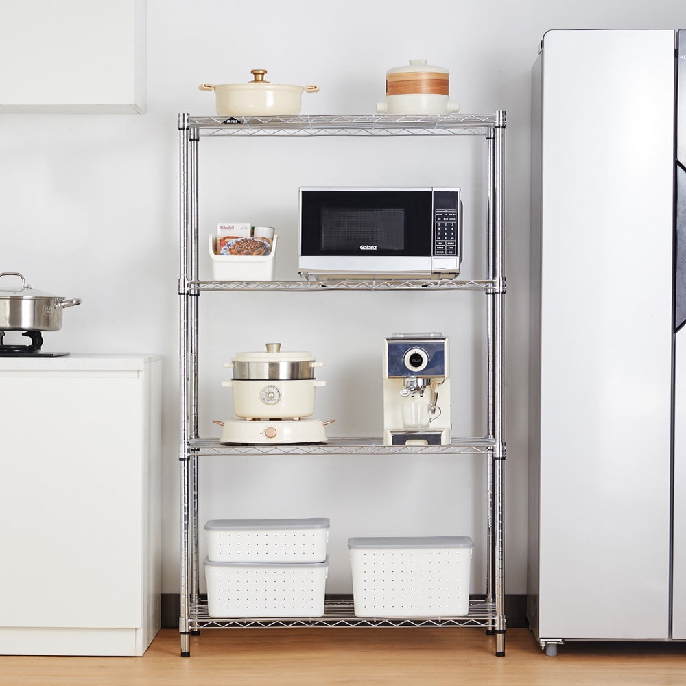 4 tier chrome utility wire shelving unit 18x36x59in - Walmart.com