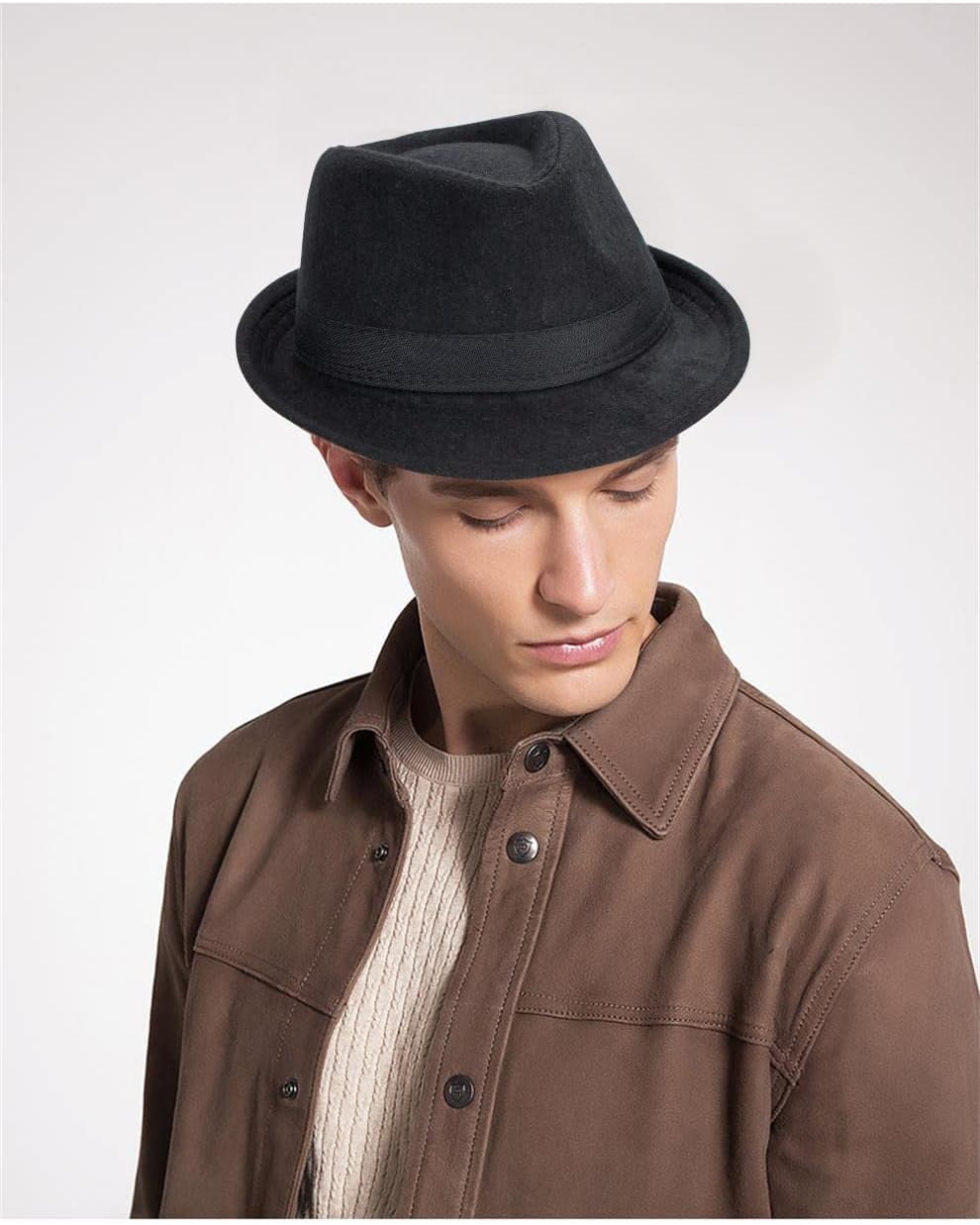 OwnShow Classic Manhattan-Trilby-Fedora Mens Short Brim OwnShow Classic Manhattan-Trilby-Fedora Mens Short Brim