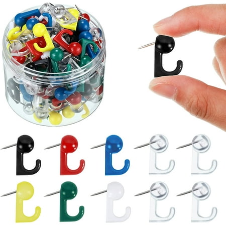 100 Pieces Push Pin Hooks Plastic Heads Pin Tacks Wall Push Pins ...