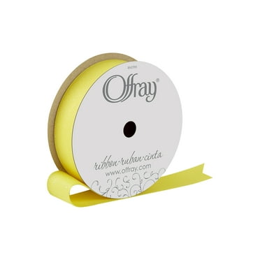 Offray Ribbon, Lemon Yellow 5/8 inch Grosgrain Polyester Ribbon for ...