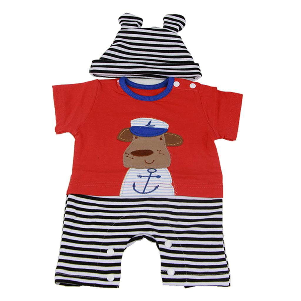 Conjunto De 2 Piezas Caw Pattern Short Sleeve Rompers Hat Clothes Para ...