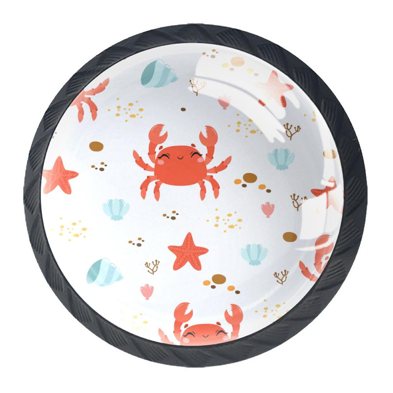 4 Pcs Crab Knobs for Kitchen Cabinet Cupboard Dresser Bookcase Drawer Pulls Handles Round Home ...