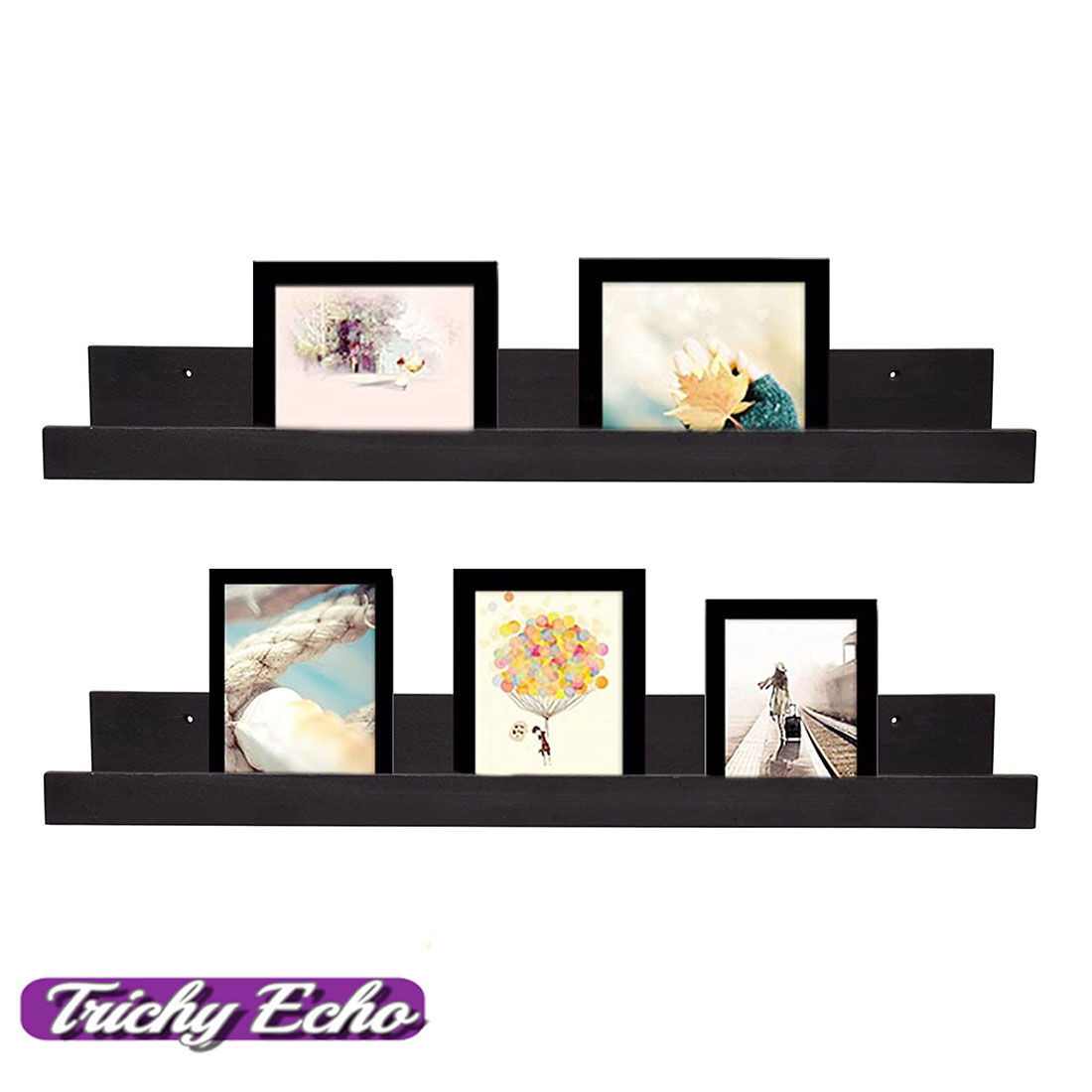 Floating Wall Mounted Shelves Black Display Shelves with Ledge Shelf ...
