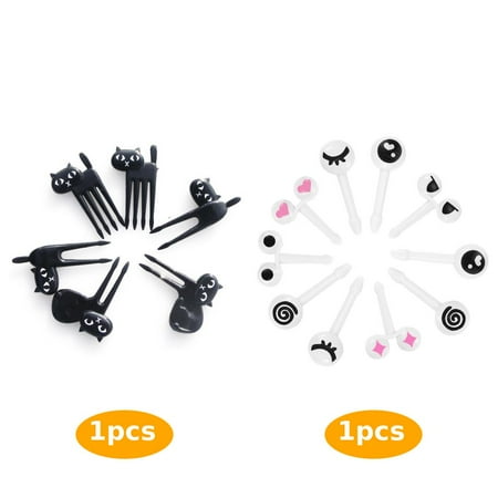 6pcs fancy bento decoration sign meow star Fork with mini fruit fork ...