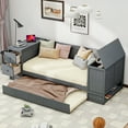 Euroco Wood Twin Size Daybed with Trundle, Storage Cabinets with ...