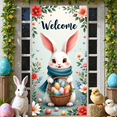 Cartoon Bunny Easter Bunny Banner Colorful Easter Eggs Easter Egg ...