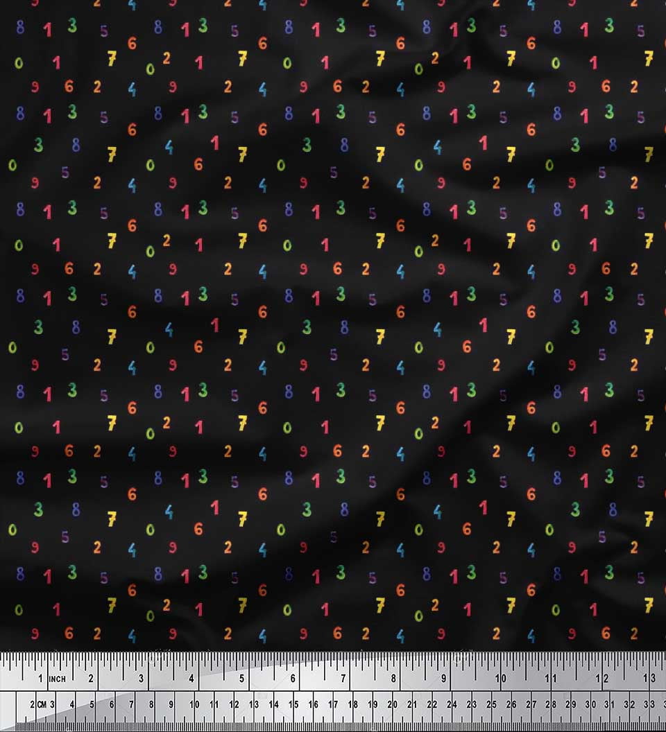 Soimoi Japan Crepe Satin Fabric Numbers Geometric Printed Craft Fabric ...