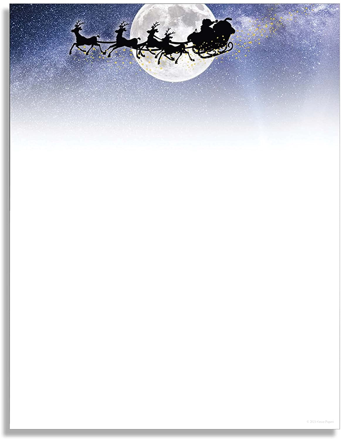 Christmas Stationary Moonlight Santa Christmas Stationery Paper - 50 ...