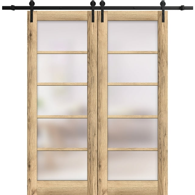 Sturdy Double Barn Door 60 x 80 inches | Quadro 4002 Oak | 13FT Rail ...