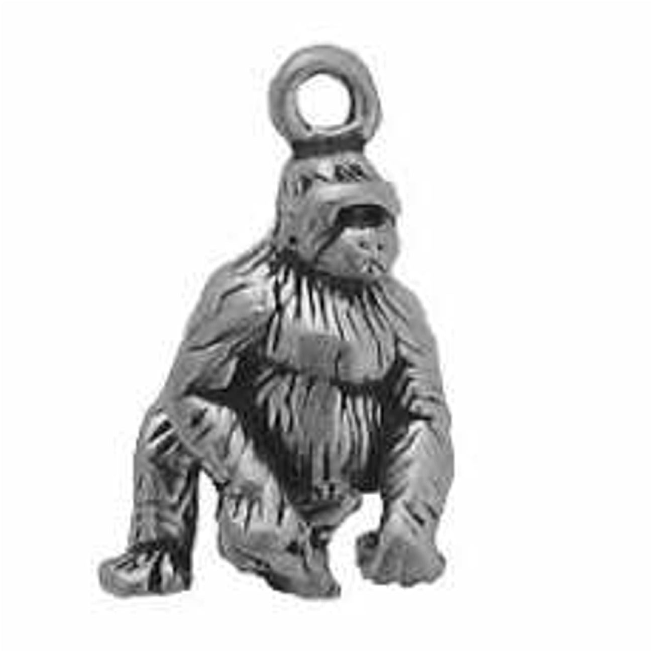 Sterling Silver 30" .8mm Box Chain 3D Gorilla Walking On Knuckles ...