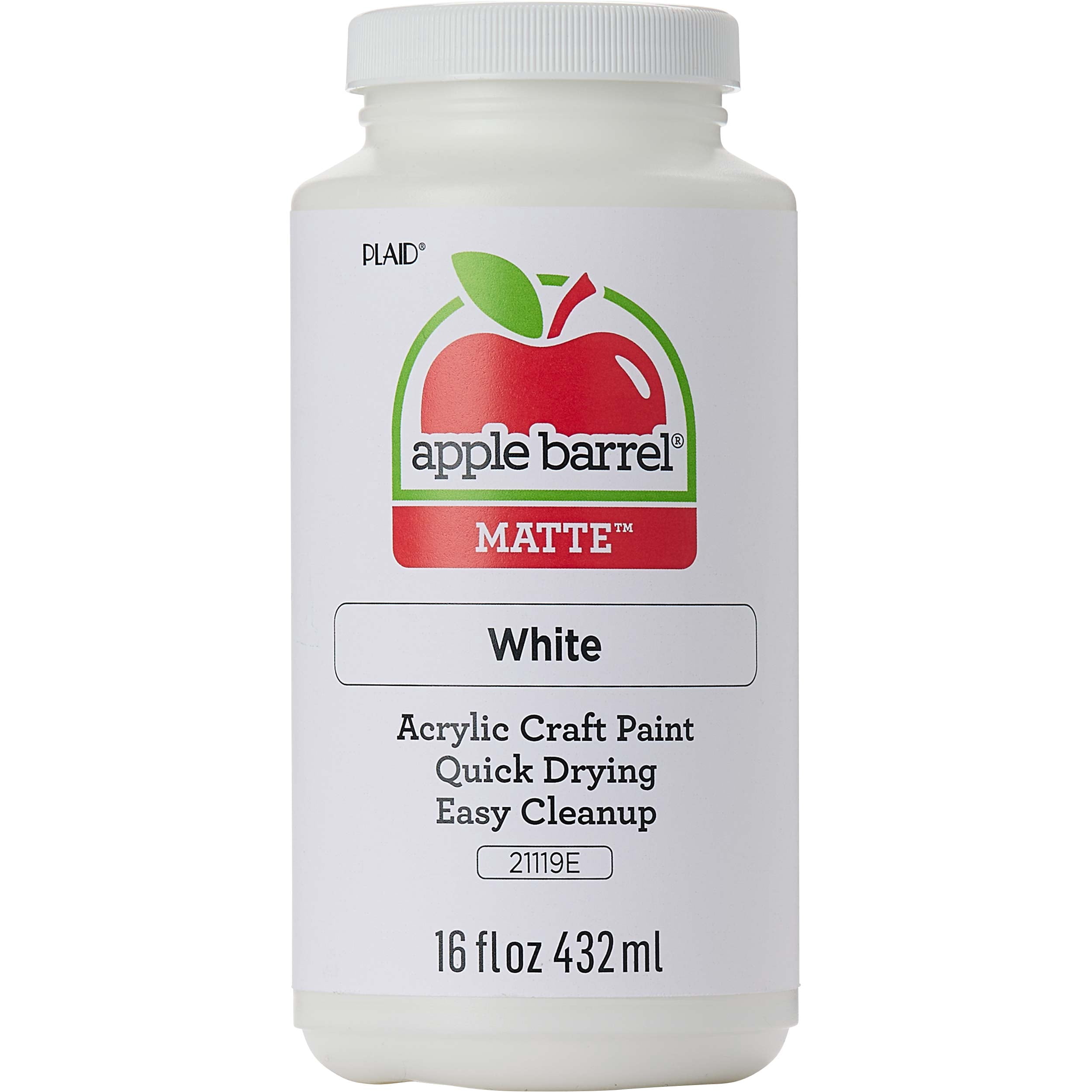 Apple Barrel Acrylic Craft Paint, Matte Finish, White, 16 fl oz ...