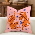 Eclectic Naïve Animal Linen Pillow Cover, Folk Art Whimsical Tiger ...
