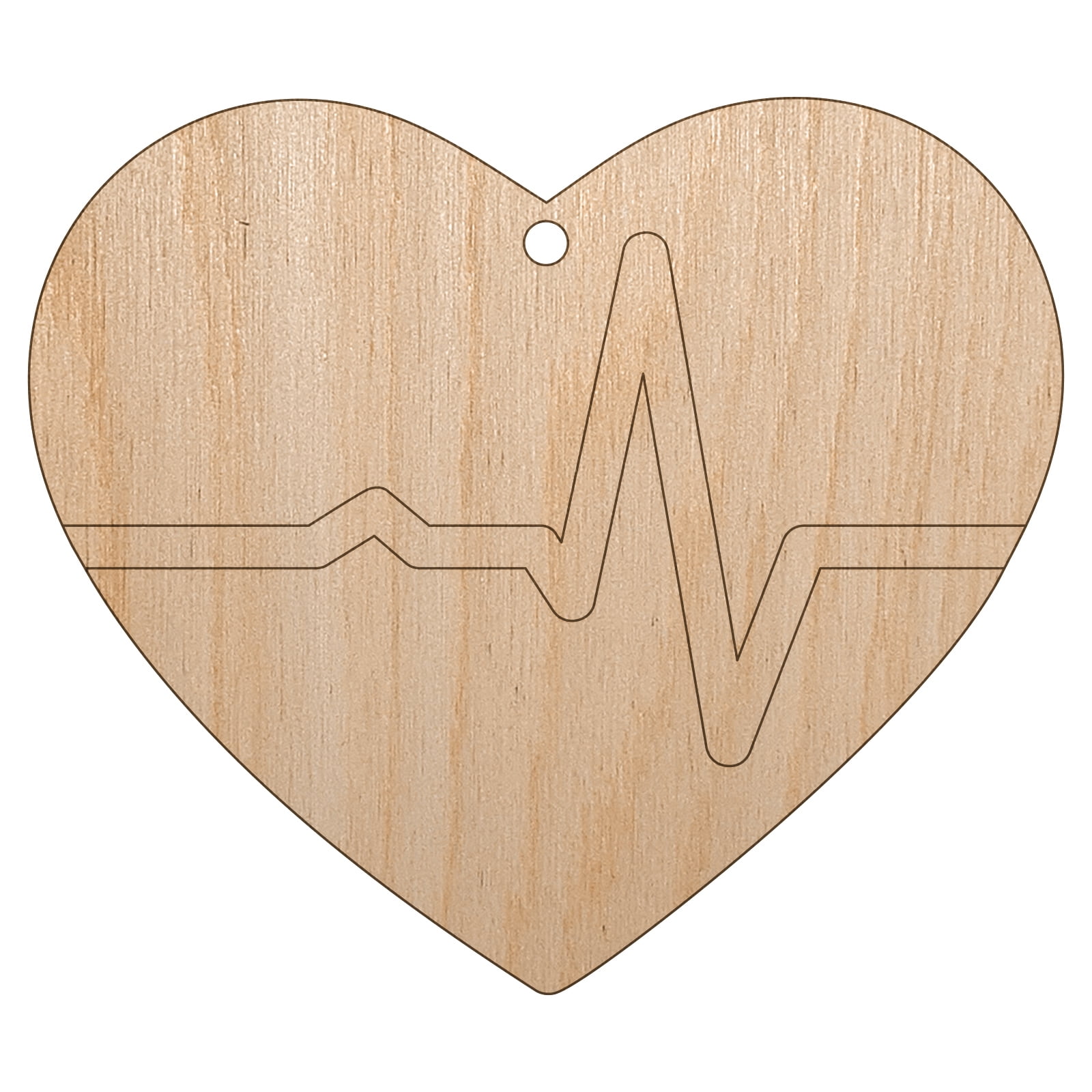 EKG Pulse Heart Beat Wood Holiday Christmas Tree Ornament Unfinished ...
