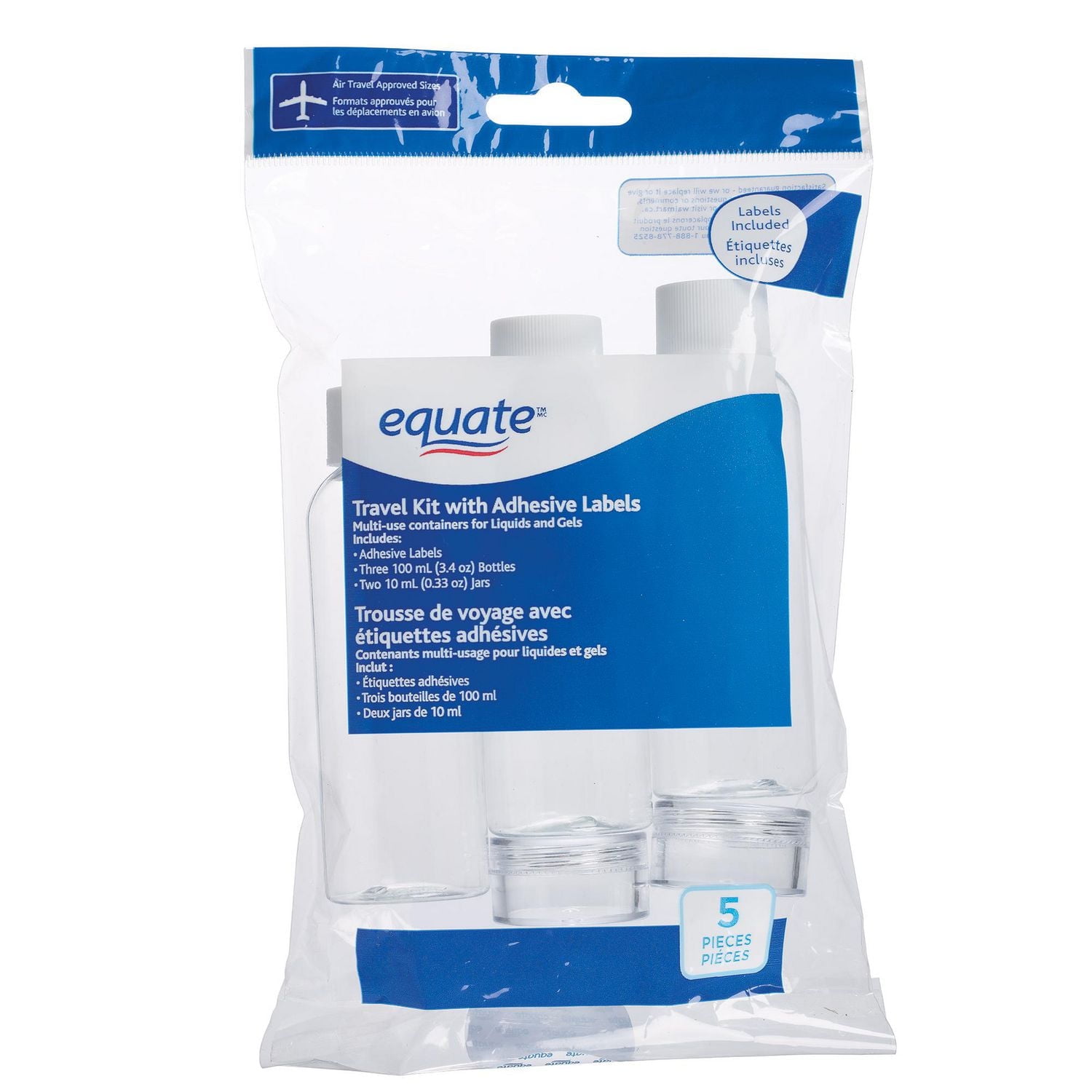 Click here for Equate Travel Kit With Adhesive Labels 100 Ml prices