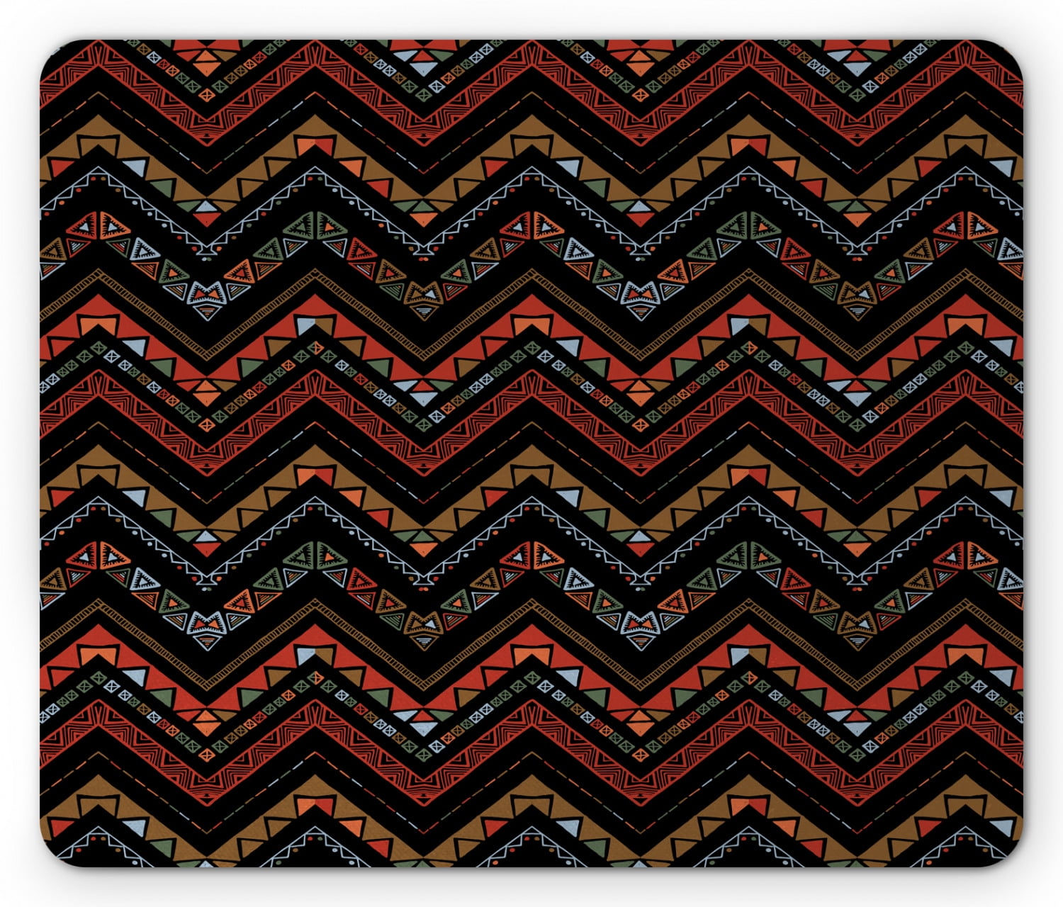 Aztec Mouse Pad, Ethnical Zigzag Chevron Print in Earthy Tones ...