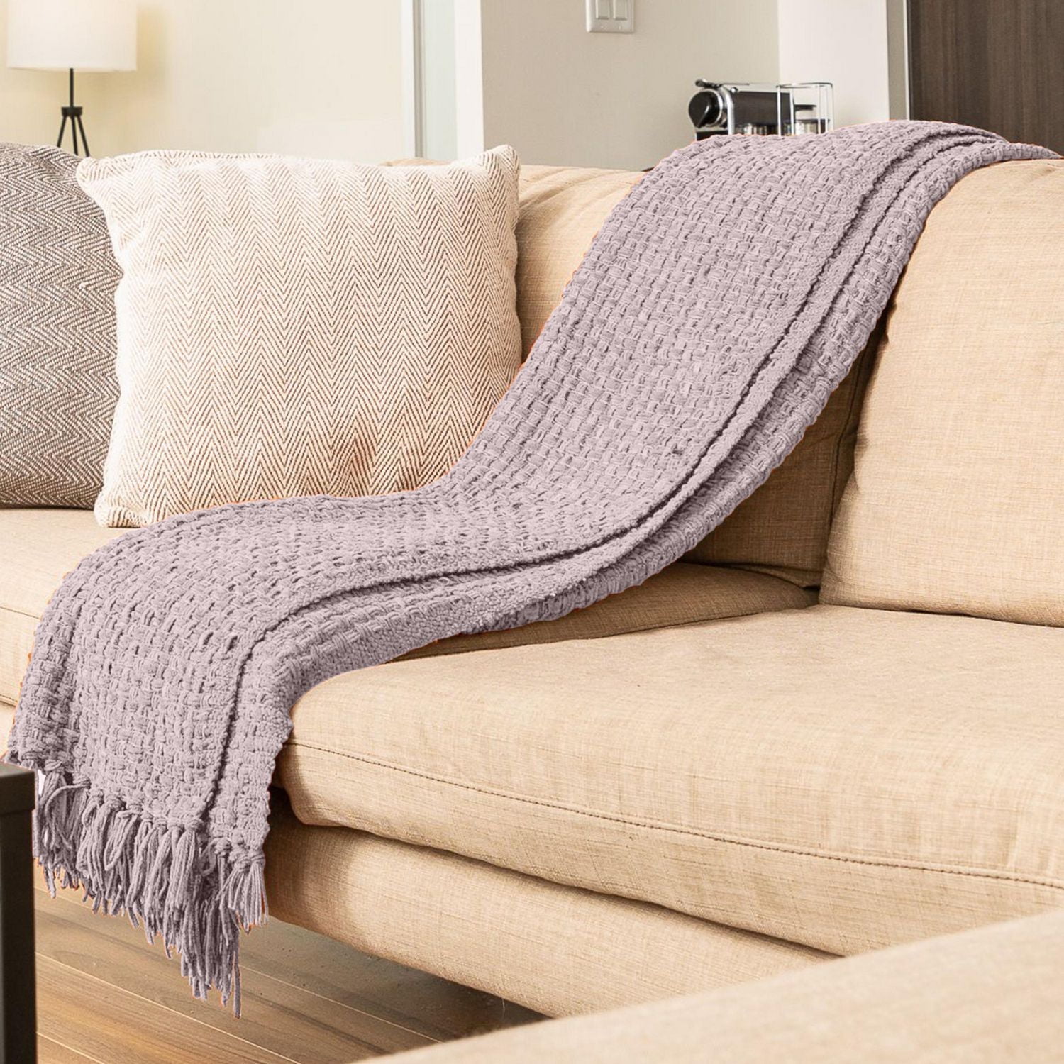 Click here for Fabstyles Chenille Basket Weave Knit Throw With Fr... prices
