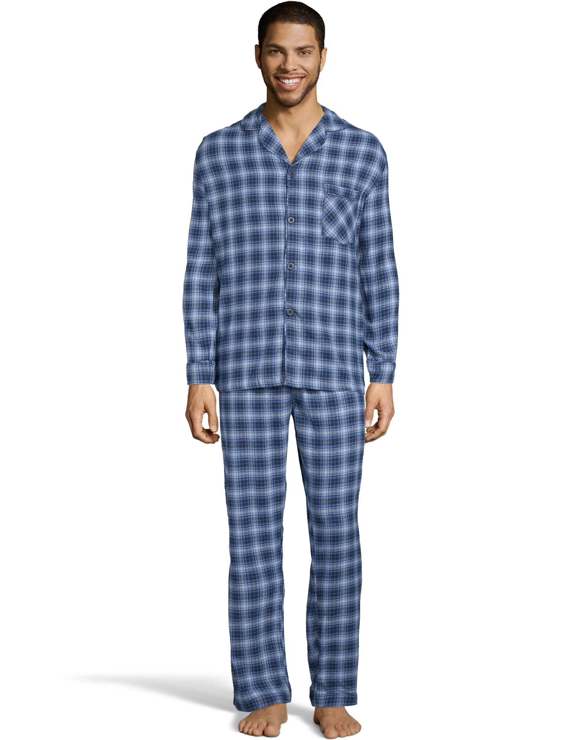 Hanes-Hanes Men'S Flannel Pajamas-Blue Plaid-X Large - Walmart.com