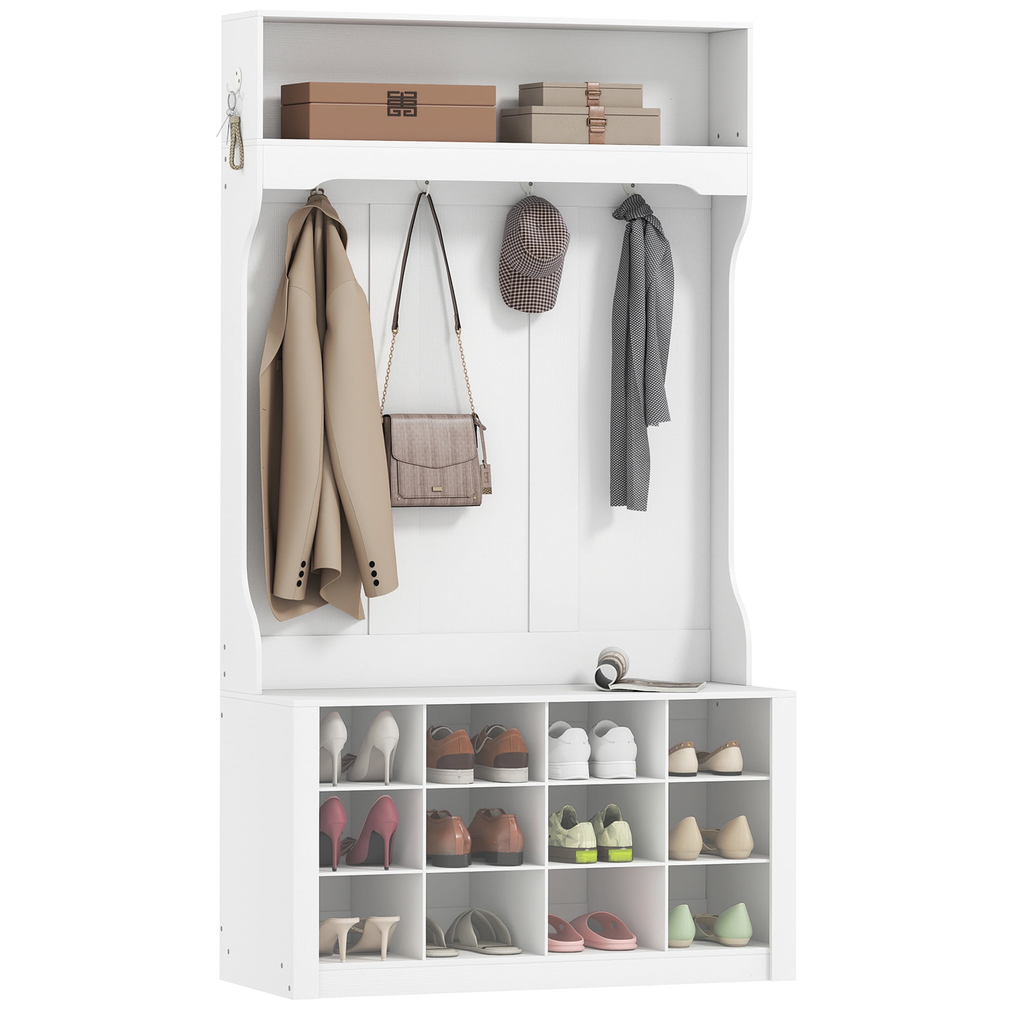 Click here for Homcom Hall Tree With Bench And Shoe Storage Cubbi... prices