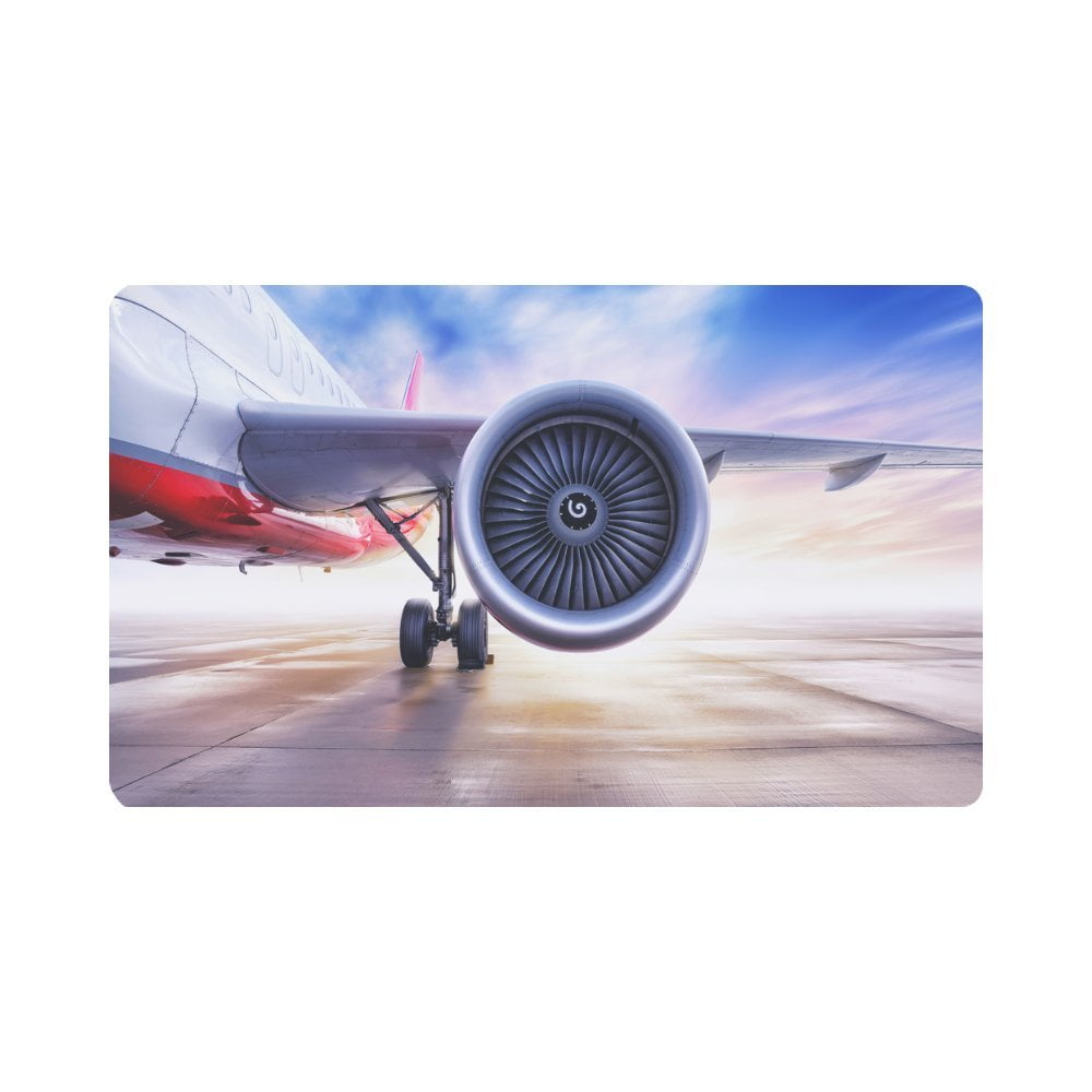 MKHERT Cool Airplane Airliner On a Airfield Doormat Rug Home Decor ...