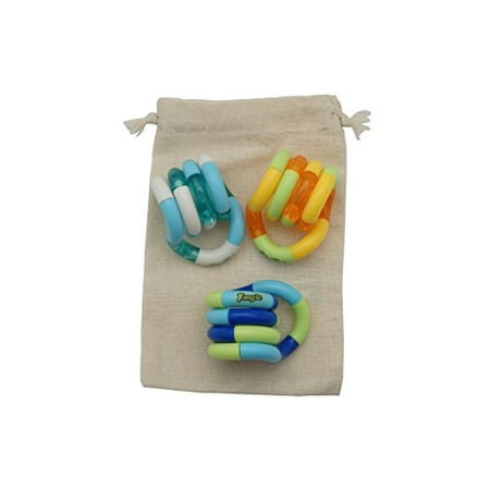 Set of 3! Tangle Jr. Original Fidget Toy in Cotton Drawstring Carry ...