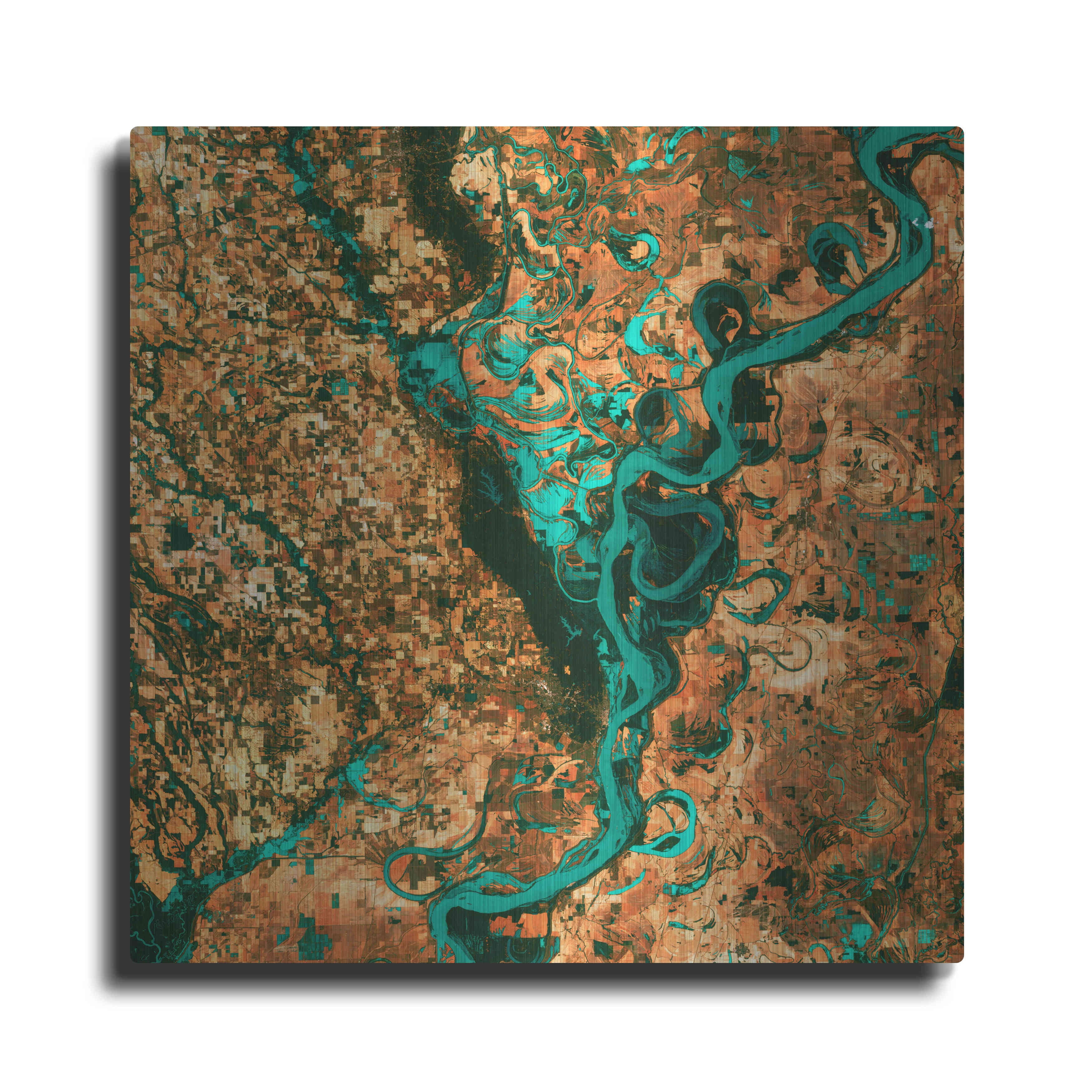 Luxe Metal Art 'Earth As Art: Meandering', Metal Wall Art, 12"x12 ...