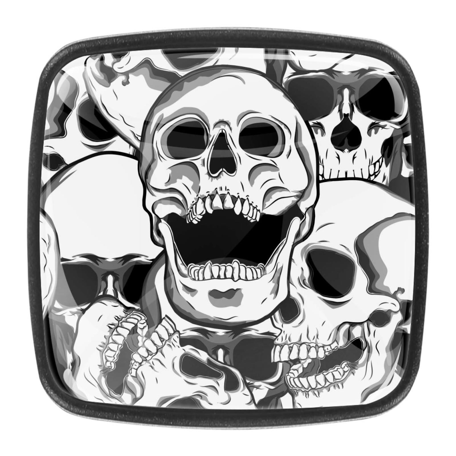 4 Pcs Square Cabinet Handle Cupboard Knob Drawer Pulls Handle Skull ...