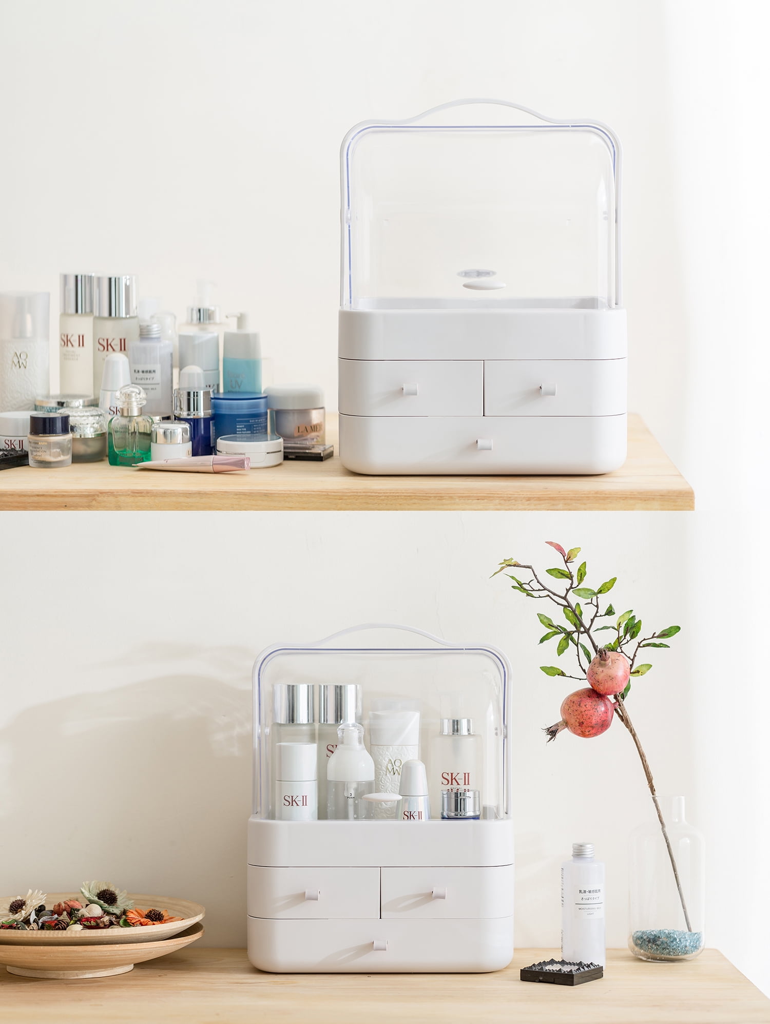 Makeup Organizer Cosmetics Clear Case Durable Beauty Storage Box Tool ...