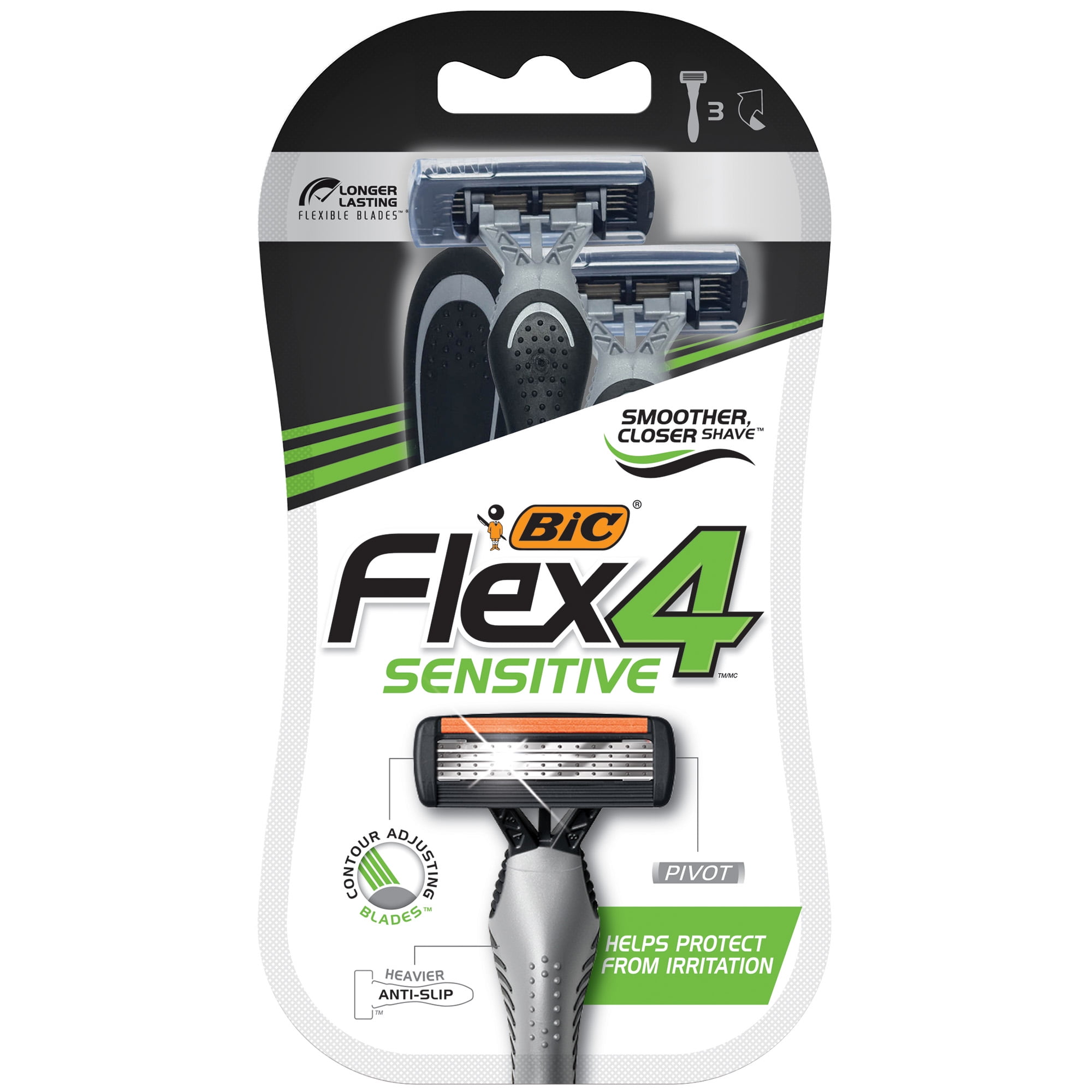 BIC Flex 4 Sensitive Men's Disposable Razor, 3 Count – Walmart ...