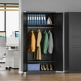STANI Metal Wardrobe Closet with Hanging Rod, 72" Black Armoire ...