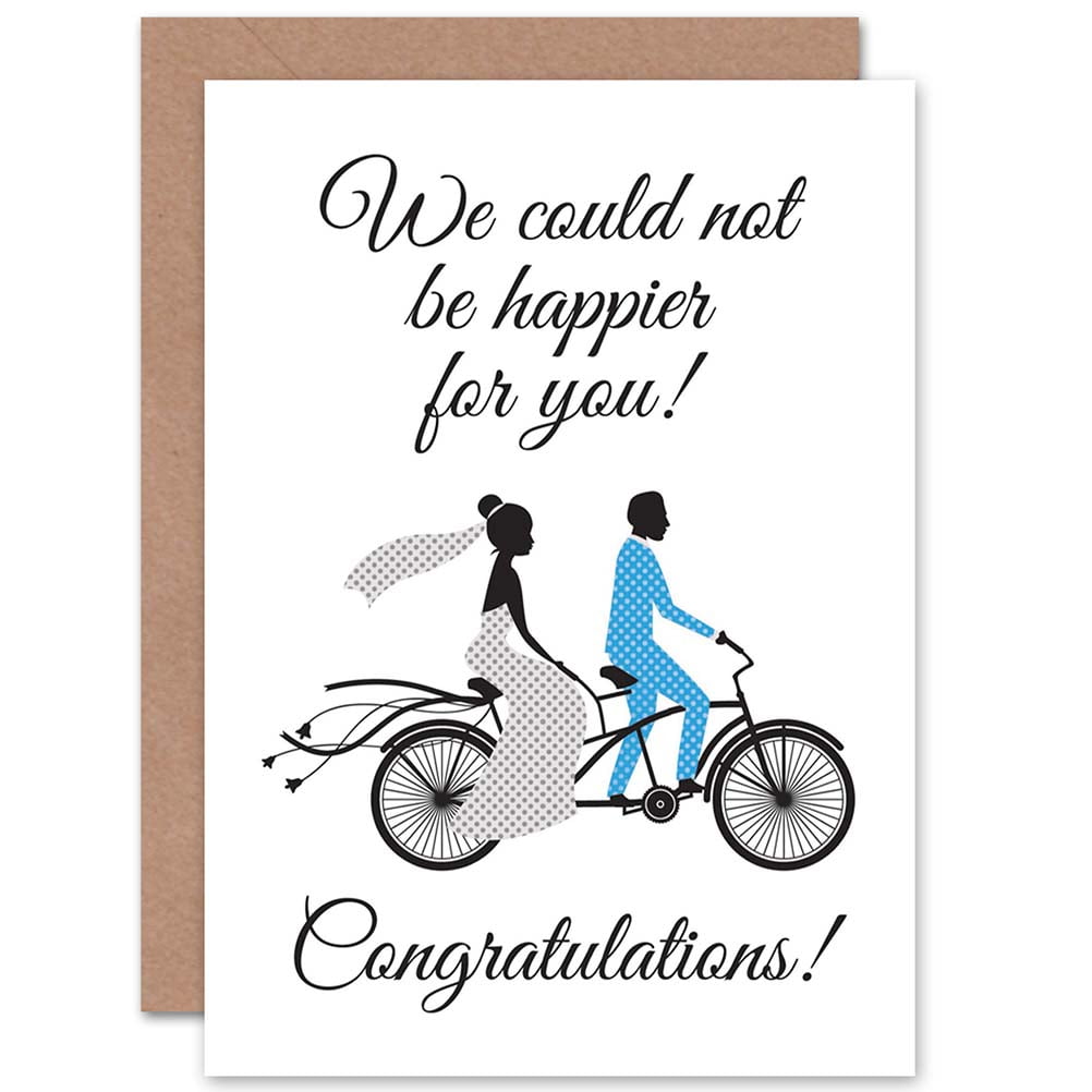 Wedding Celebration Happy Couple Bride Groom Tandem Greetings Card Plus ...