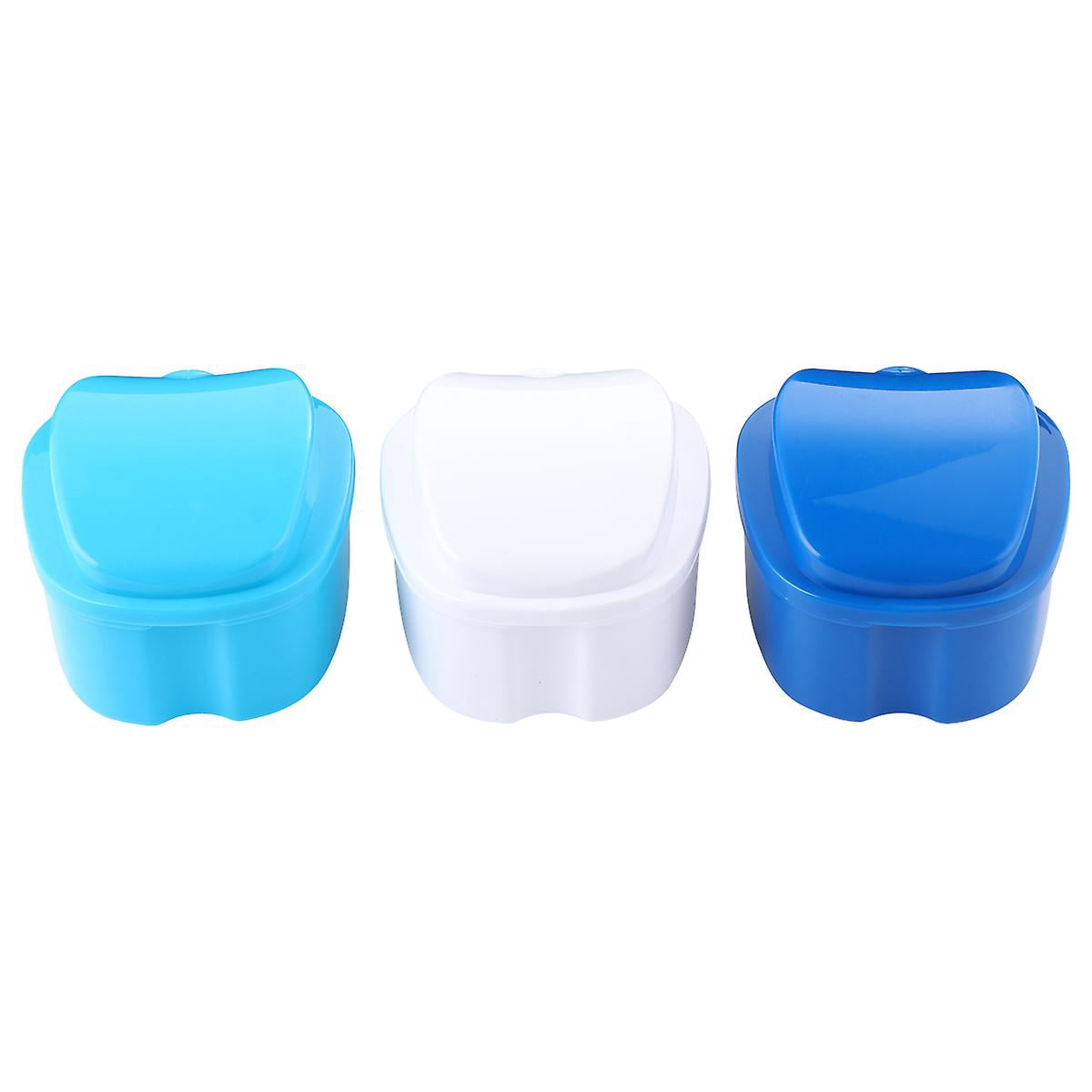 3 Pcs Travel Container Plastic Denture Case Denture Cups Bath Denture ...