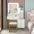 Ktaxon Large Vanity Table Set with Lighted Mirror, 4 Drawers, Dresser ...