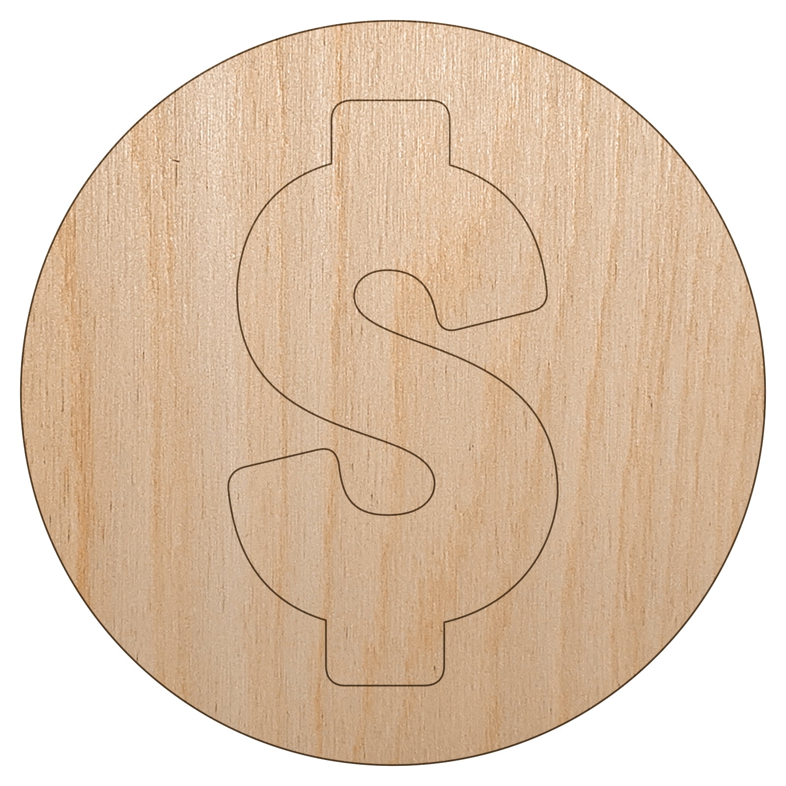 Dollar Sign Money in Circle Wood Shape Unfinished Piece Cutout Craft ...