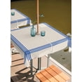 Blue Striped Square Outdoor Tablecloth with Umbrella Hole Simple Stripe ...