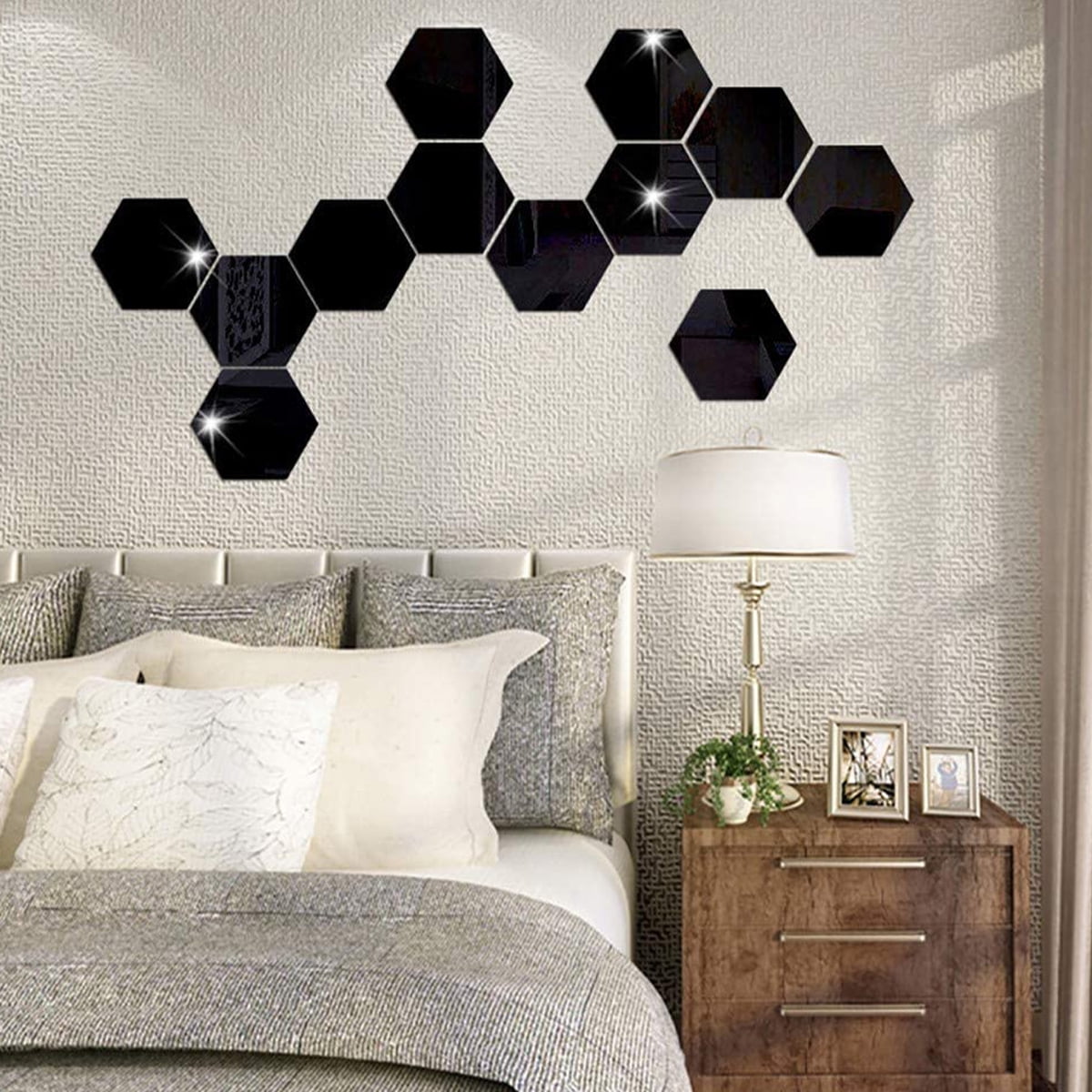 Eummy 12pcs Hexagonal Wall Stickers Self-adhesive Wall Decorations ...