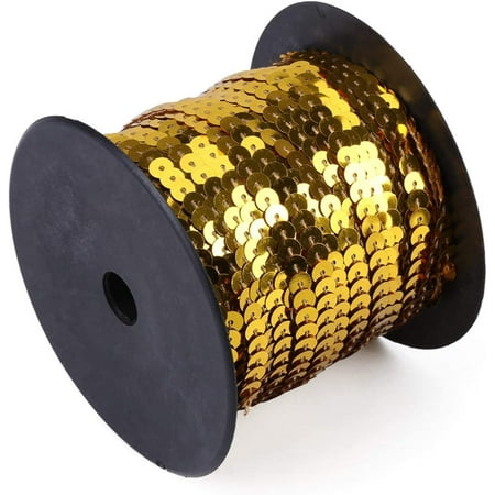 DIY 100 Yards 6mm Shiny Trim Sewing Strings Flat Round Sequins Line ...