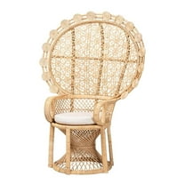 Baxton Studio Fedra Boho Decorative Armchair, Indoor Woven Rattan ...