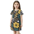 BZSMCE Short Sleeve dress Dress Casual Cotton Dresses-Yellow Floral on ...