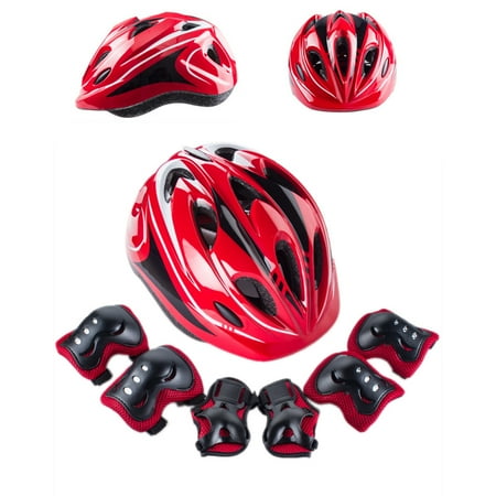 Kids Protective Gear Set Adjustable Helmet Wrist Guard Knee Pad Elbow ...