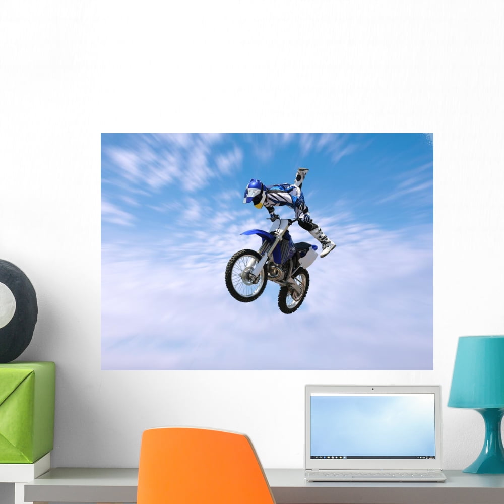 Dirt Bike Stunt Rider Wall Mural Decal Sticker, Wallmonkeys Peel ...