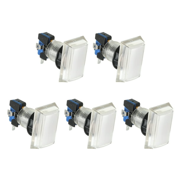 Game Push Button Square LED Illuminated Push Button Switch with Micro Switch 50x32 12V White 5 ...