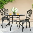 Outdoor Dining Bistro Table 32'' Tempered Glass Table, Square Patio ...