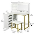 Dextrus L-Shaped Vanity Set with LED Light, 5 Drawers, Storage Shelves ...