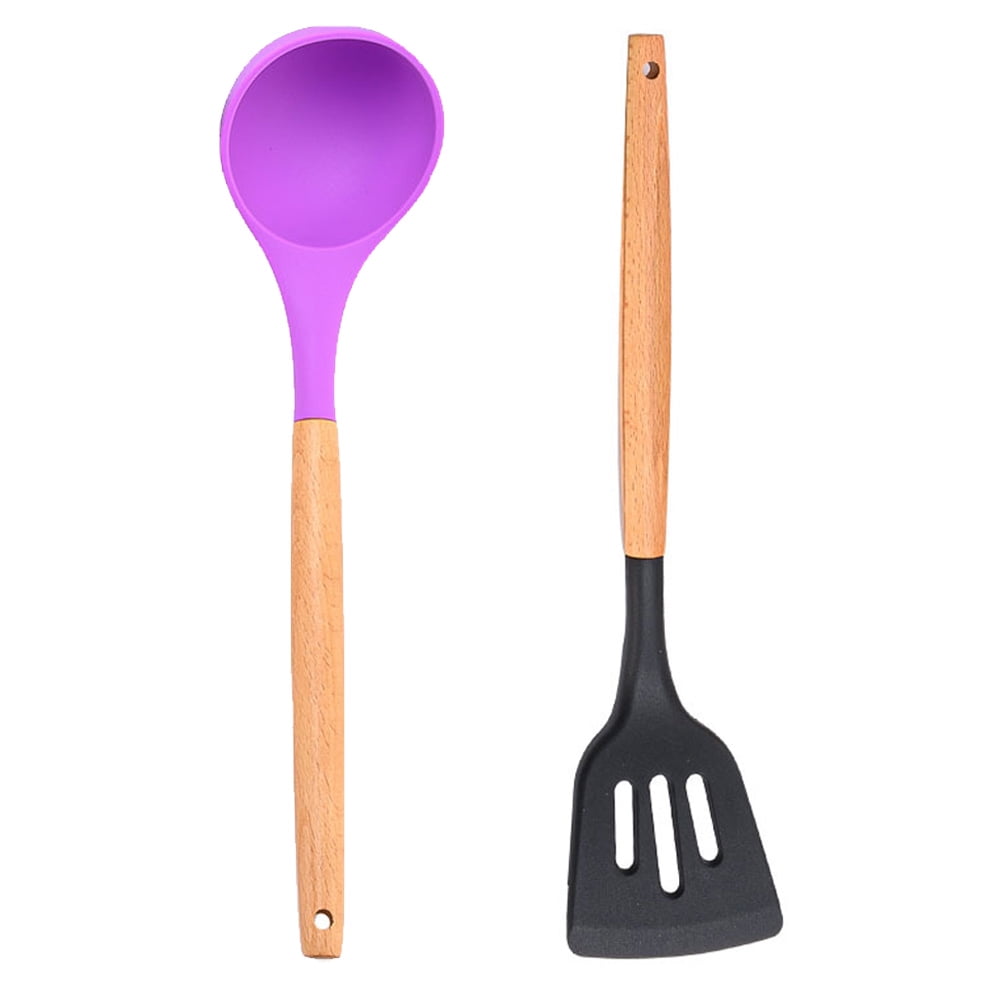 2 Pc Silicone Cooking Utensils Set with Holder - Kitchen Gift Cookware ...