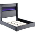 Modern Upholstered Queen Size Bed Frame with RGB LED Flame Effects and ...