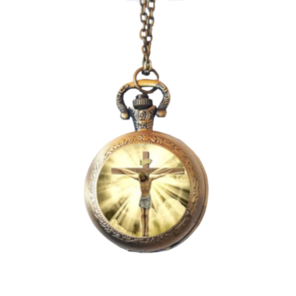 Jesus Christ on Cross Crucifixion Christian Religious Necklace Pocket ...