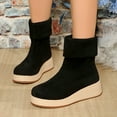 Ahabrexf Women's Winter Ankle Boots Thick Sole Wedge Heel Fur-Lined ...