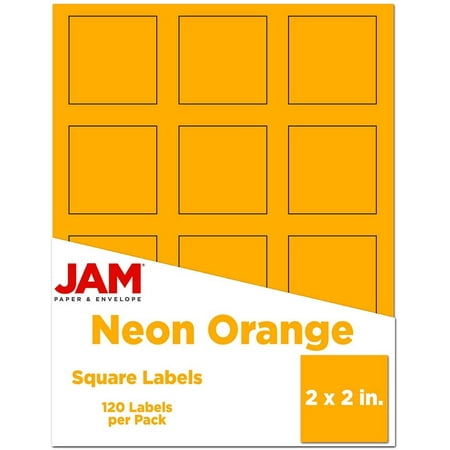 JAM PAPER Product & Container Labels - Square - 2 x 2 - Neon Orange ...