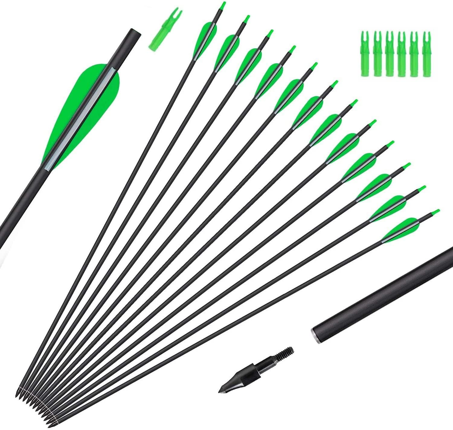 GPP Outdoors Carbon 30-Inch Arrows with Field Points Replaceable Tips ...